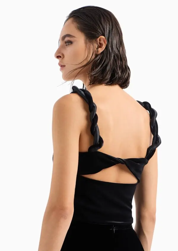 Emporio Armani Velvet Cropped Top With Twisted Straps