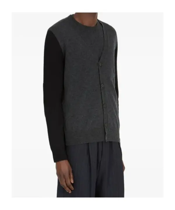MAISON MARGIELA Colorblock V-neck Cardigan With Elbow Patches - Black