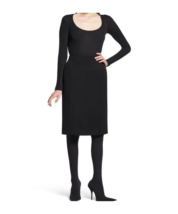 Balenciaga Ribbed Round Neck Long Sleeve Top