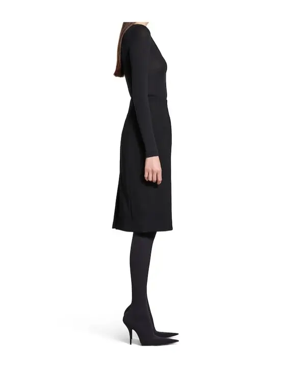 Balenciaga Ribbed Round Neck Long Sleeve Top