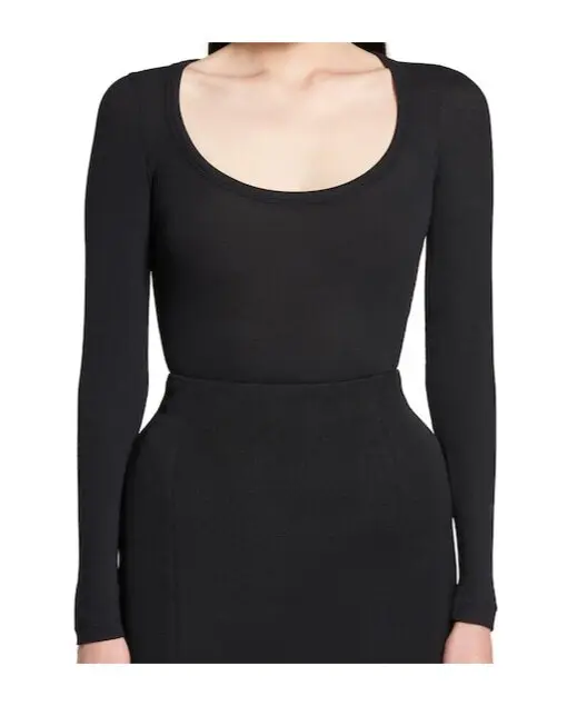 Balenciaga Ribbed Round Neck Long Sleeve Top