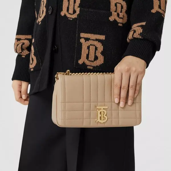 Burberry Lola Quilted Leather Shoulder Bag With Logo Plaque - Brown