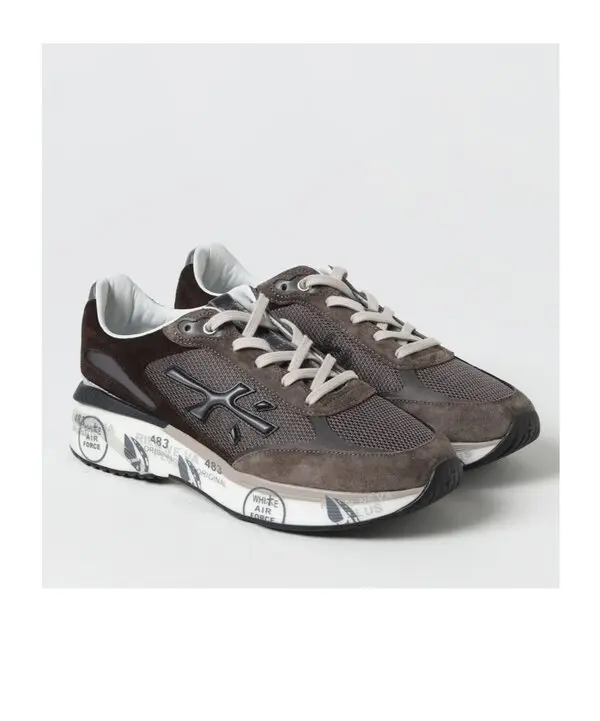Premiata Round Toe Lace-up Sneakers - Black