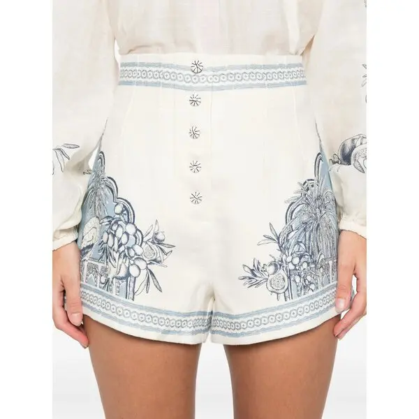 ALEMAIS Villa Romantica Printed High Waisted Shorts