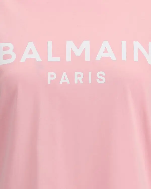Balmain Logo Print Crewneck T-shirt - Pink