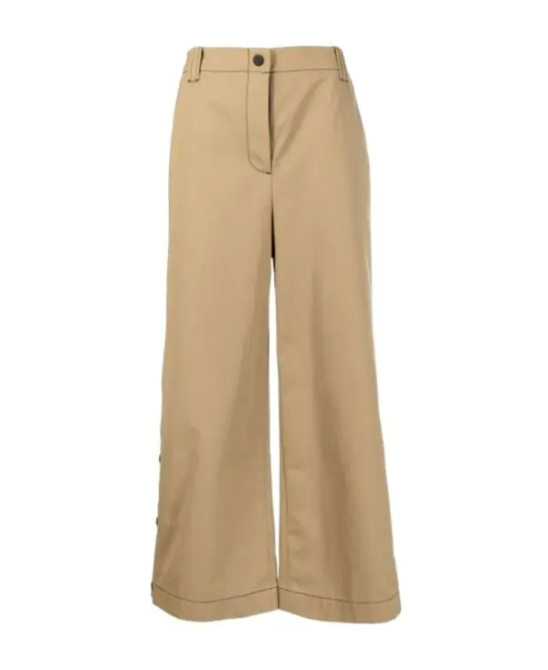 MSGM High-waisted Cropped Wide-leg Trousers With Button Detailing