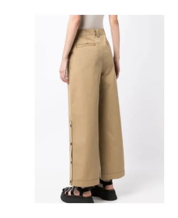MSGM High-waisted Cropped Wide-leg Trousers With Button Detailing