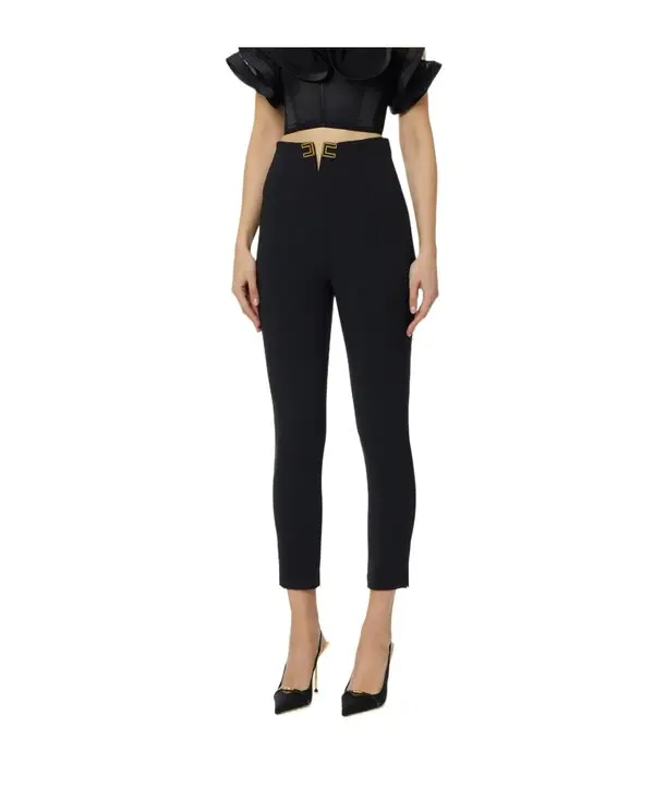 Elisabetta Franchi Logo Detail High-waist Pants - Black