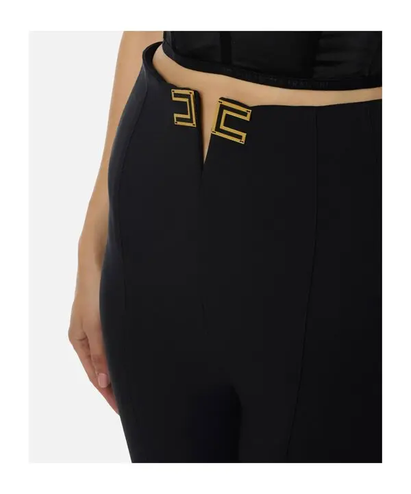 Elisabetta Franchi High-waist Tailored Pants With Gold Logo Detail - Black