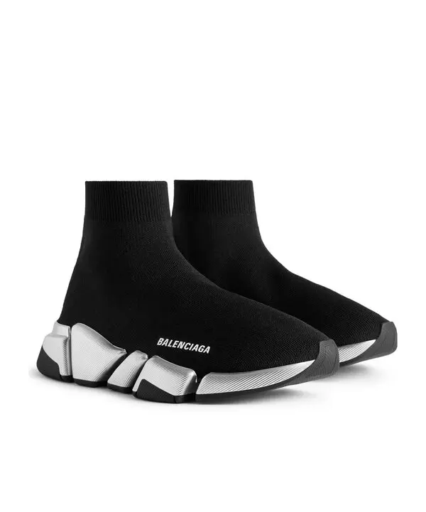 Balenciaga Speed 2.0 Recycled Knit Sneakers - Black/silver