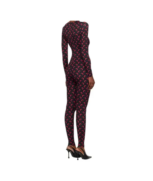 MARINE SERRE Logo Print Crewneck Jumpsuit - Black