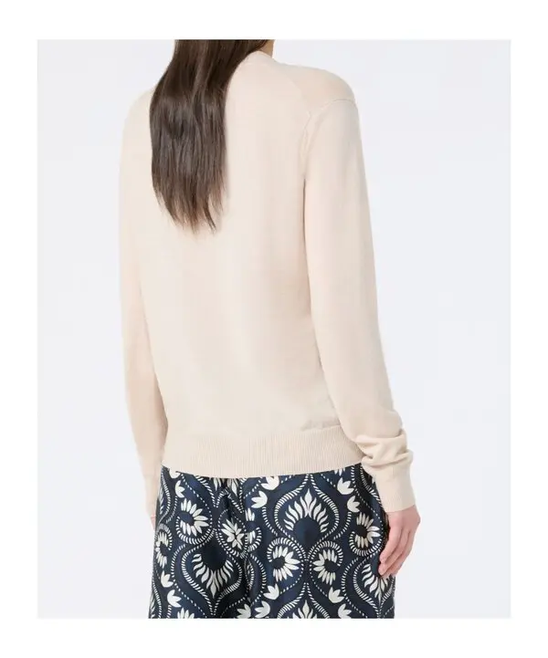 Max Mara V-neck Sweater With Ribbed Trim - Beige