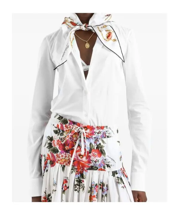 Dolce & Gabbana Dolce Gabbana Scarf Detailed Poplin Shirt