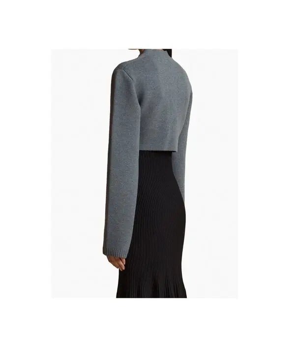 Khaite Ello Knit Cropped Jacket - Gray