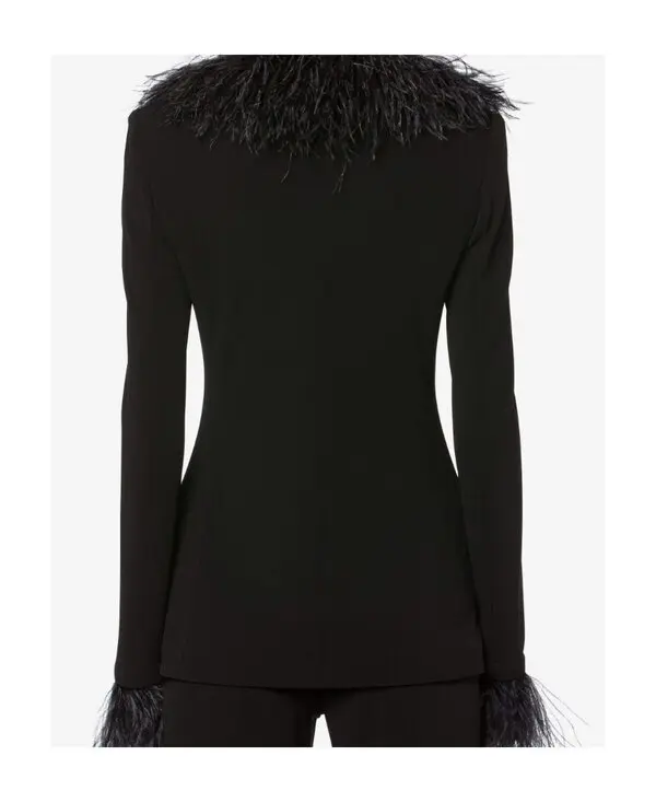 Alberta Ferretti Embellished Single-breasted Blazer With Feather Trim