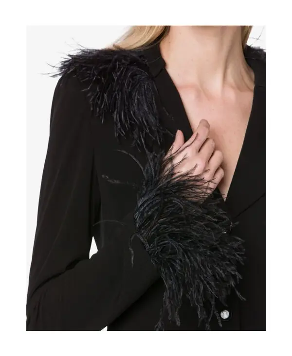 Alberta Ferretti Embellished Single-breasted Blazer With Feather Trim