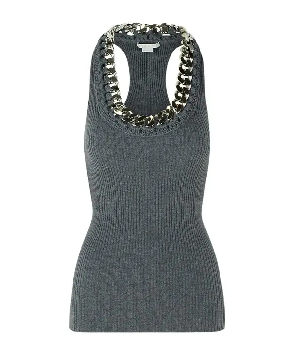 Stella McCartney Ribbed Tank Top With Chunky Chain Detail