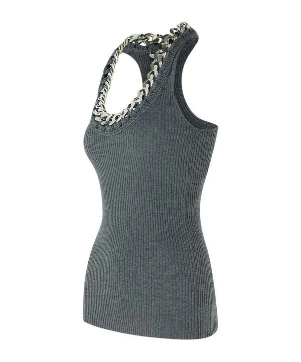 Stella McCartney Ribbed Tank Top With Chunky Chain Detail
