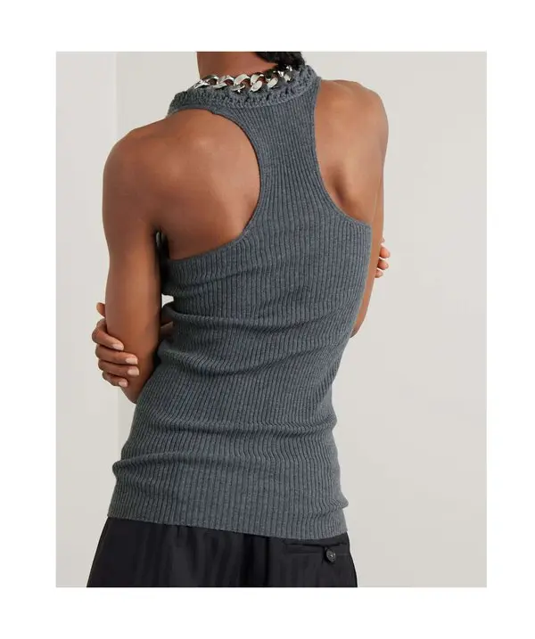 Stella McCartney Ribbed Tank Top With Chunky Chain Detail