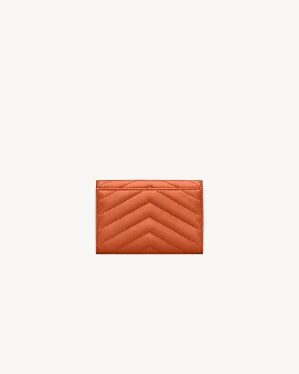 Saint Laurent Chevron Logo Wallet - Deep Orange