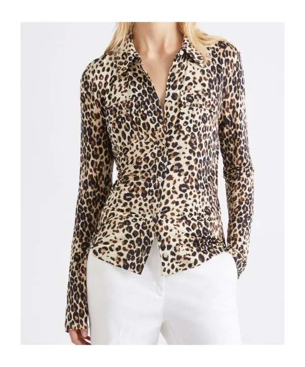 Marella Slim-fit Leopard Print Jersey Shirt