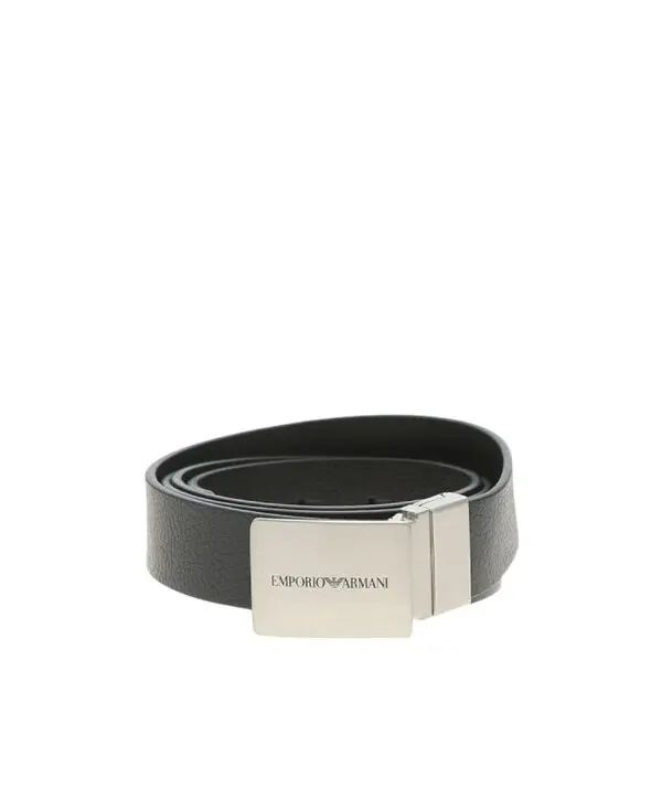 Emporio Armani Logo Buckle Reversible Belt - Blue/black
