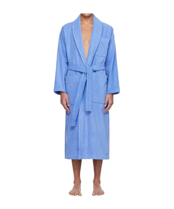 TEKLA Lace-up Bathrobe - Light Blue