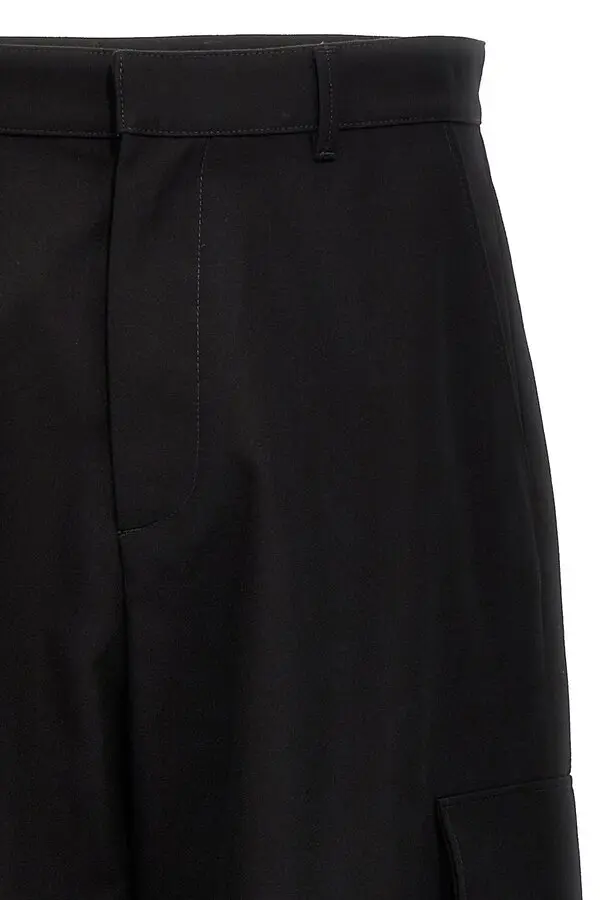 Off-White High Waist Straight Leg Cargo Pants - Black