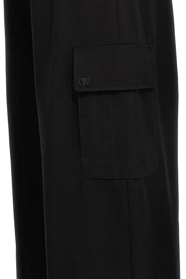 Off-White High Waist Straight Leg Cargo Pants - Black