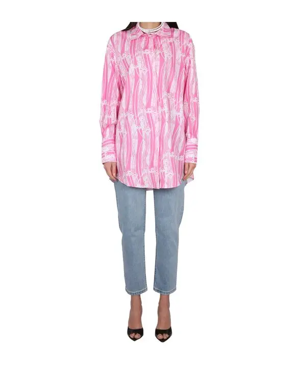 PATOU Printed Mini Dress With Shirt Collar