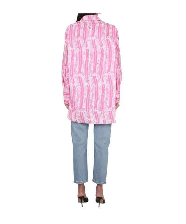 PATOU Printed Mini Dress With Shirt Collar