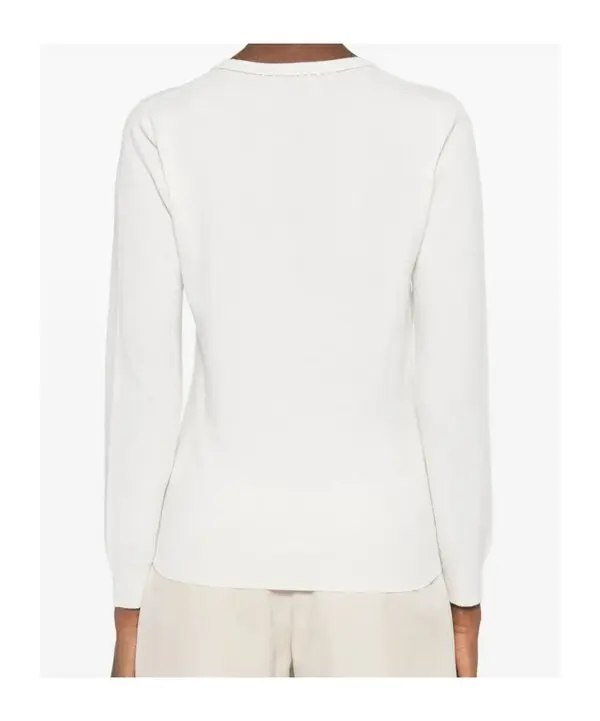 Brunello Cucinelli V-neck Long Sleeve Sweater - White
