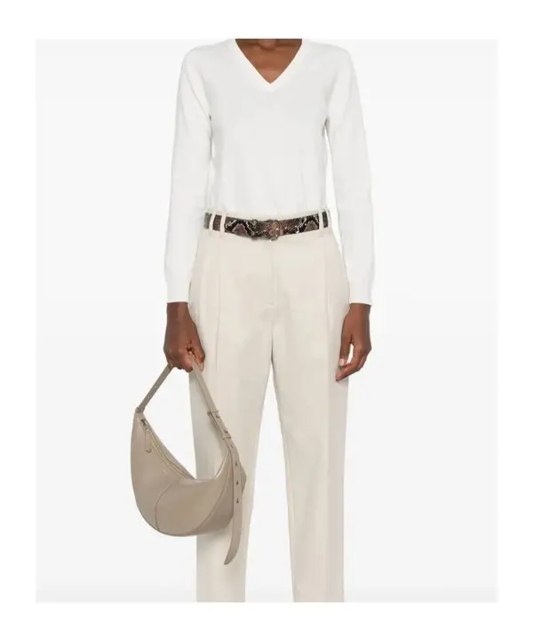 Brunello Cucinelli V-neck Long Sleeve Sweater - White