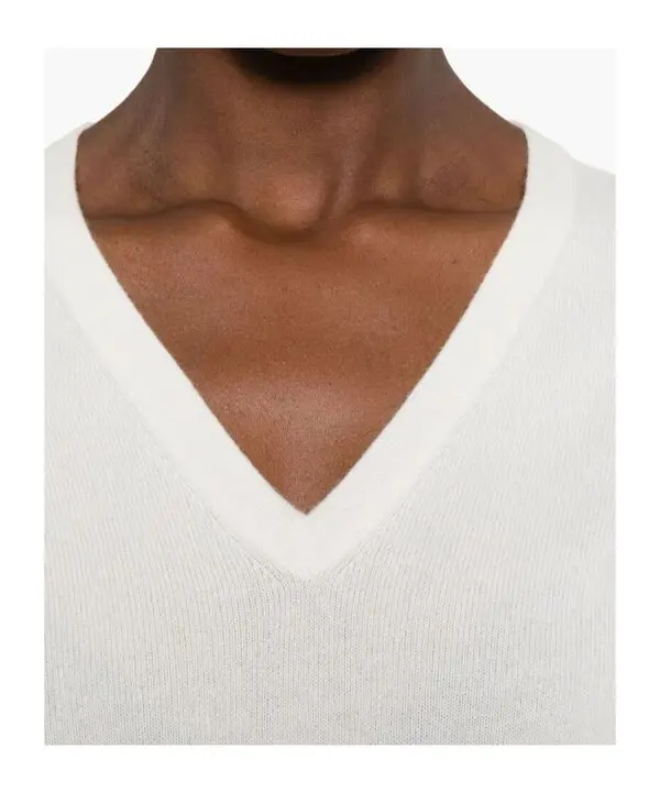 Brunello Cucinelli V-neck Long Sleeve Sweater - White