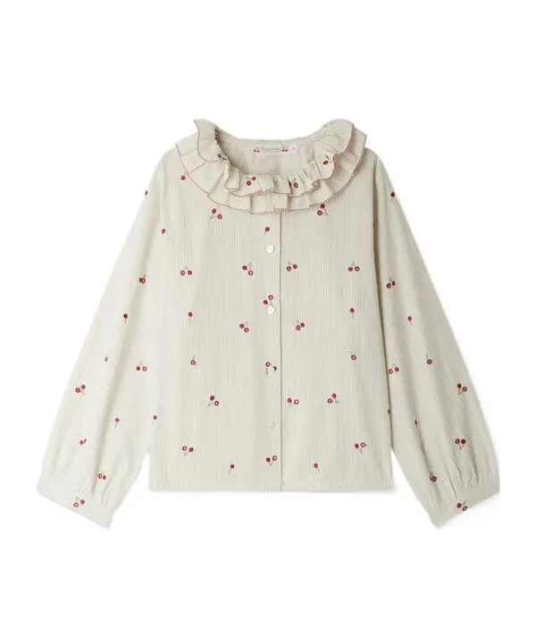 Bonpoint Embroidered Cherry Blouse - White