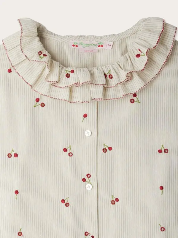 Bonpoint Embroidered Cherry Blouse - White