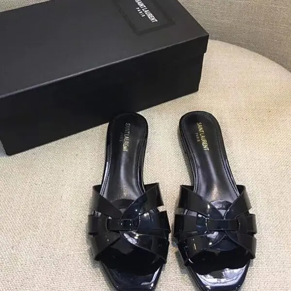 Saint Laurent Tribute Flat Sandals - Black