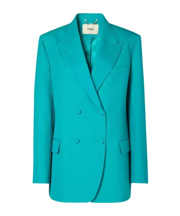 Fendi Grain De Poudre Double-breasted Blazer - Light Blue