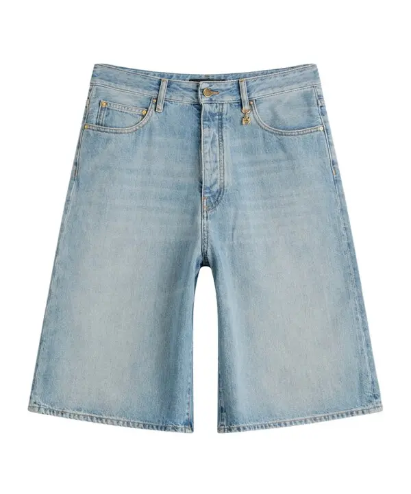 Amiri Light Wash Distressed Denim Shorts