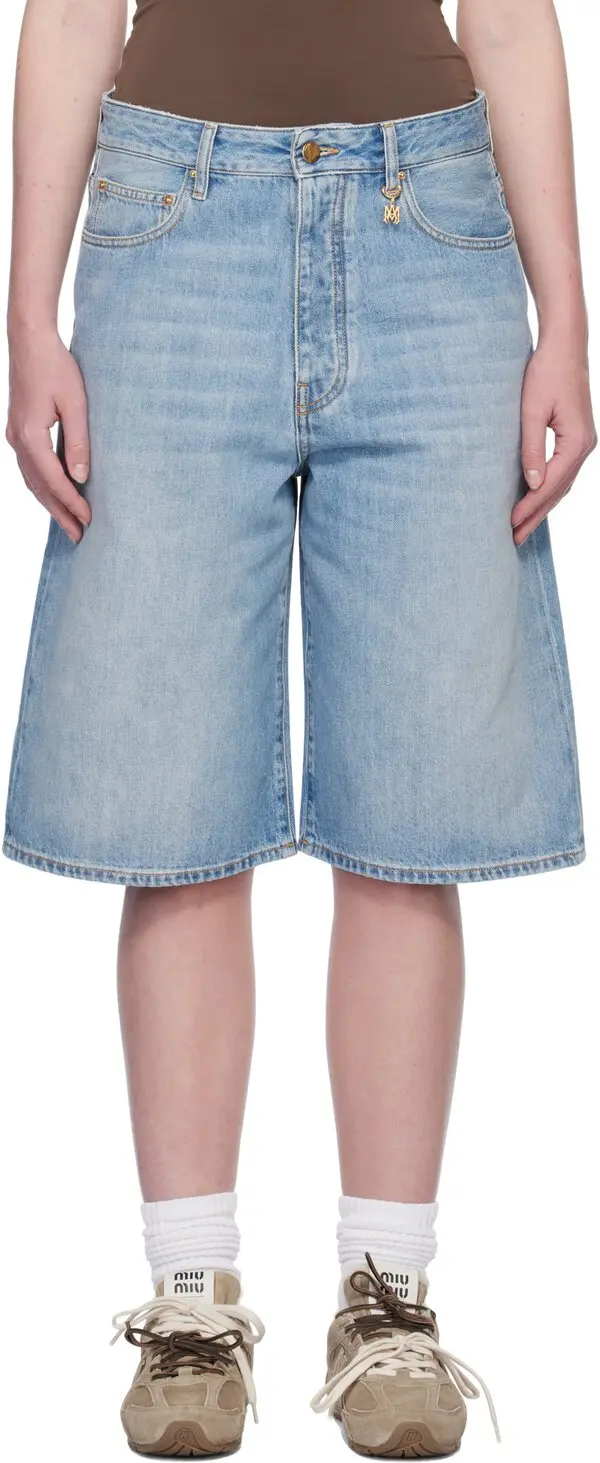 Amiri Light Wash Distressed Denim Shorts
