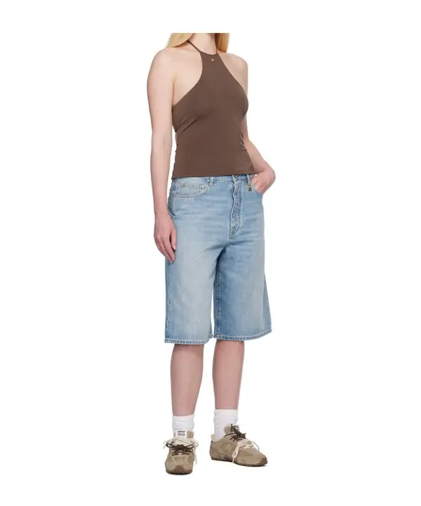 Amiri Light Wash Distressed Denim Shorts