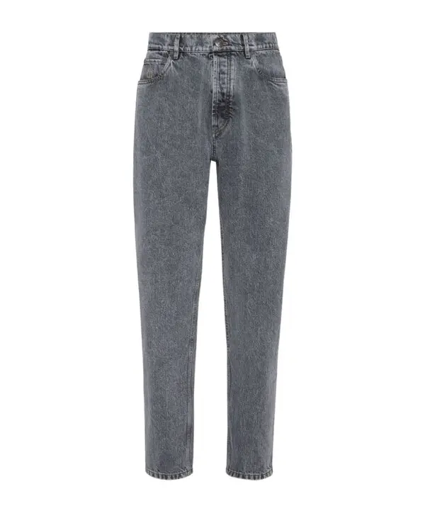 Brunello Cucinelli Logo Patch Straight-leg Jeans - Medium Gray
