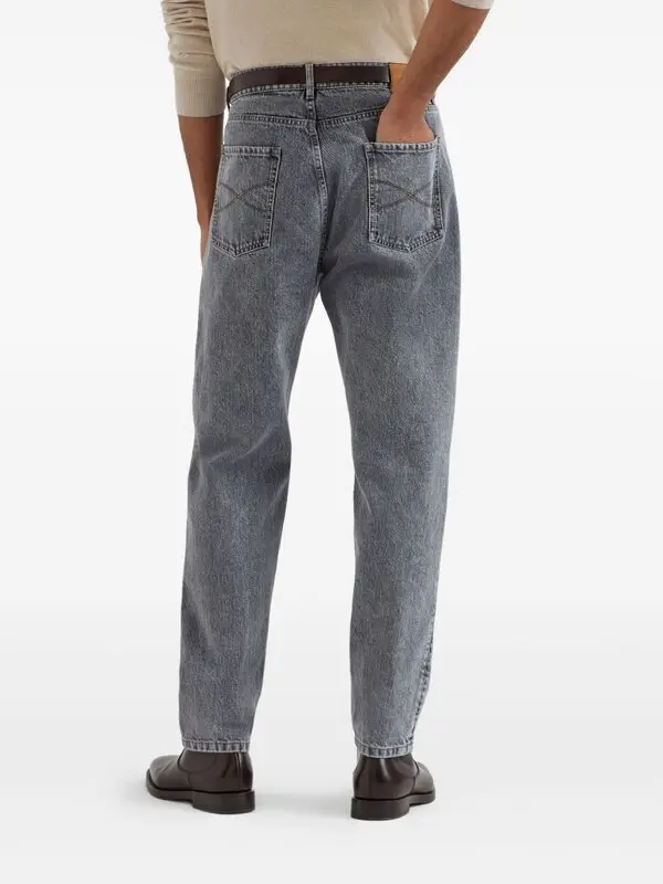 Brunello Cucinelli Logo Patch Straight-leg Jeans - Medium Gray