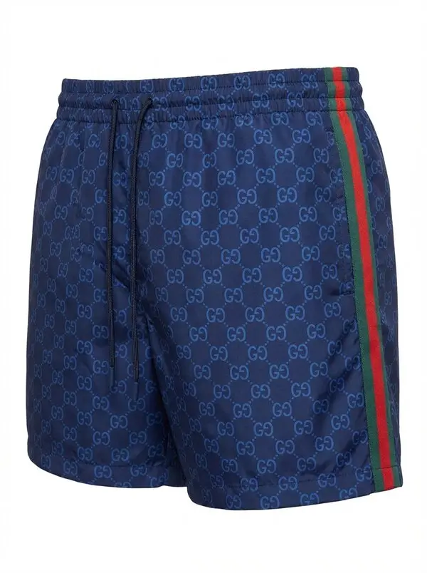 Gucci Printed Poplin Swim Shorts - Blue