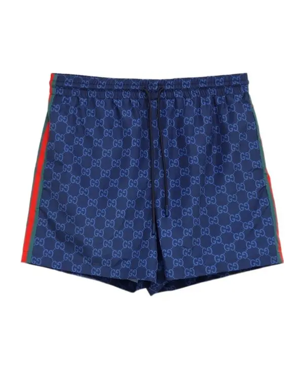 Gucci Printed Poplin Swim Shorts - Blue