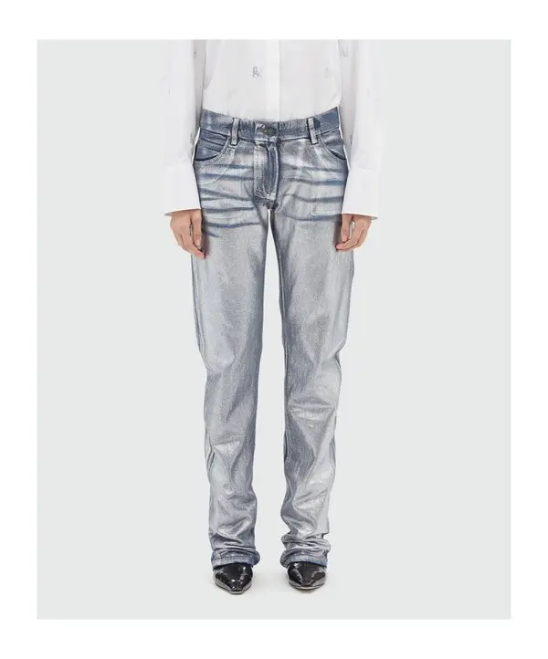 MSGM Metallic Straight Leg Jeans - Gray