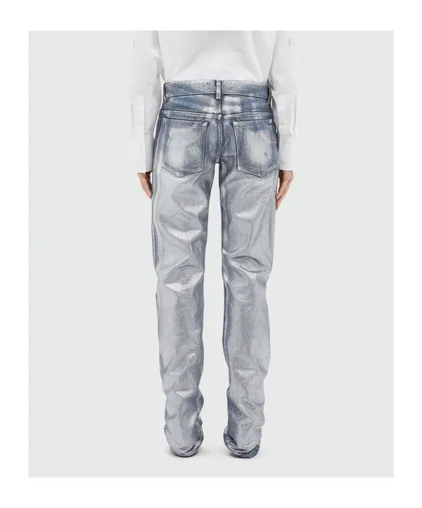 MSGM Metallic Straight Leg Jeans - Gray