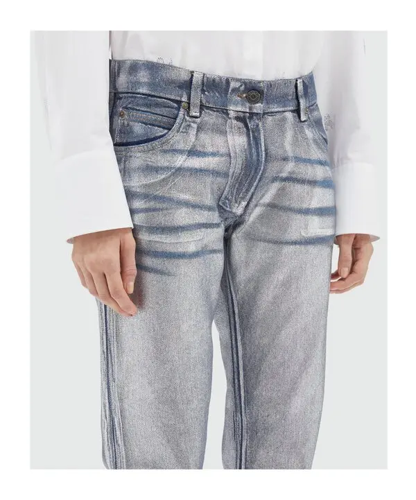 MSGM Metallic Straight Leg Jeans - Gray