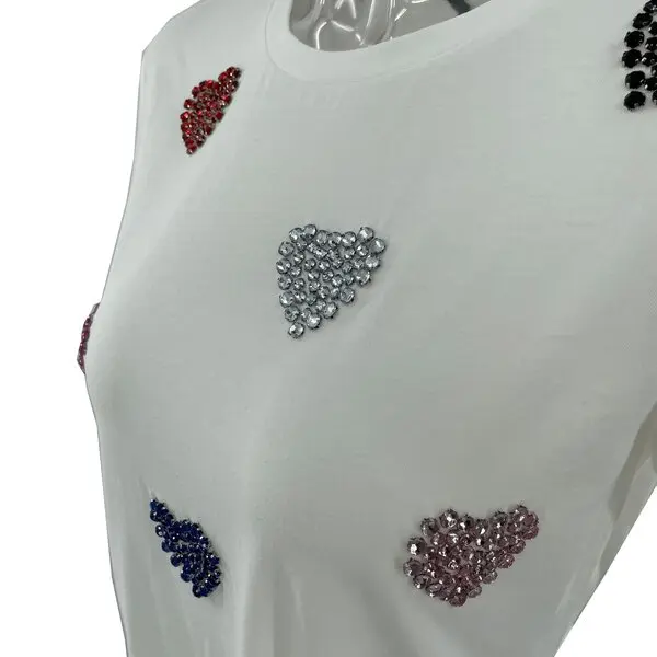 Sportmax Short Sleeve T-shirt With Embellished Hearts