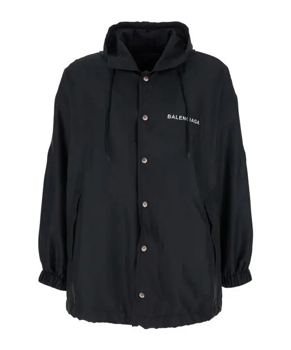 Balenciaga Logo Patch Hooded Coat